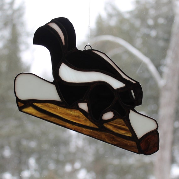 Suncatchers Stained Glass Skunk on a Log Art & Collectibles etna.com.pe
