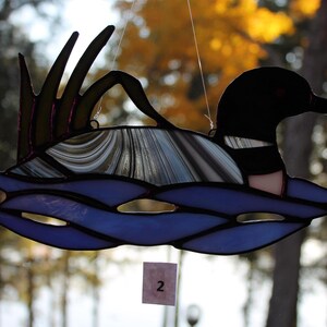 Stained Glass Loon With Reeds Suncatcher - Etsy