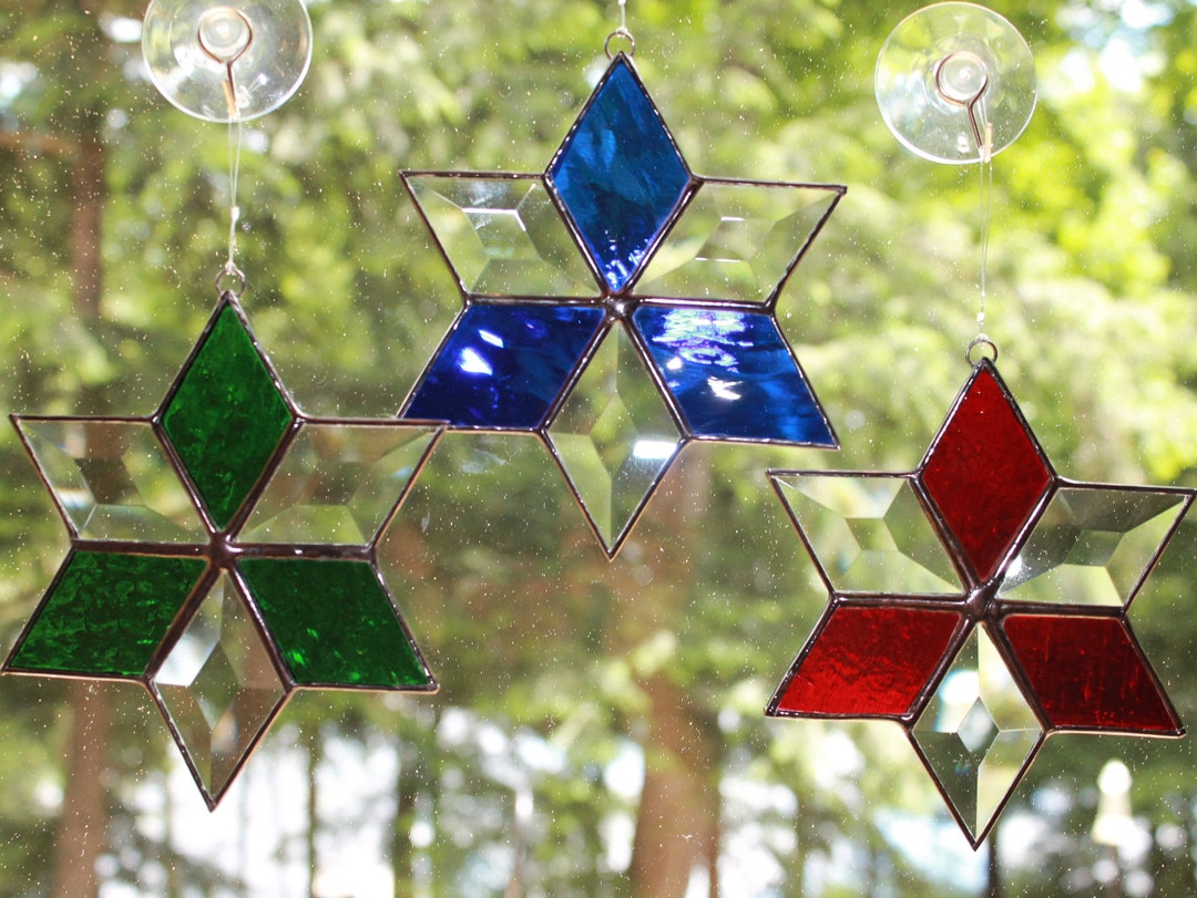 Stained Glass Bevel Star Suncatcher - Etsy