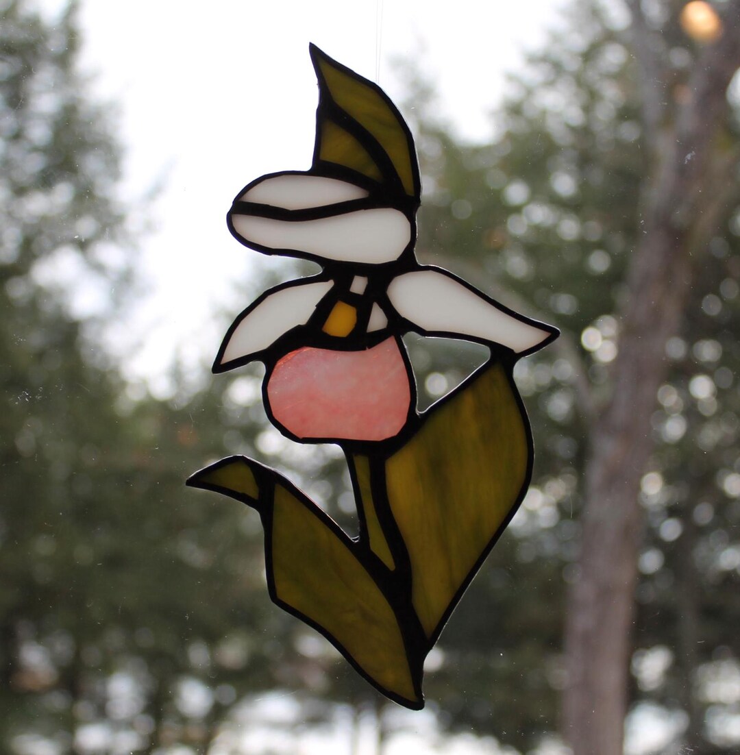 Stained Glass Lady Slipper Flower - Etsy