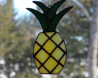 Pineapple Stained Glass Window Panel Fresh Harvested Fruit | Etsy