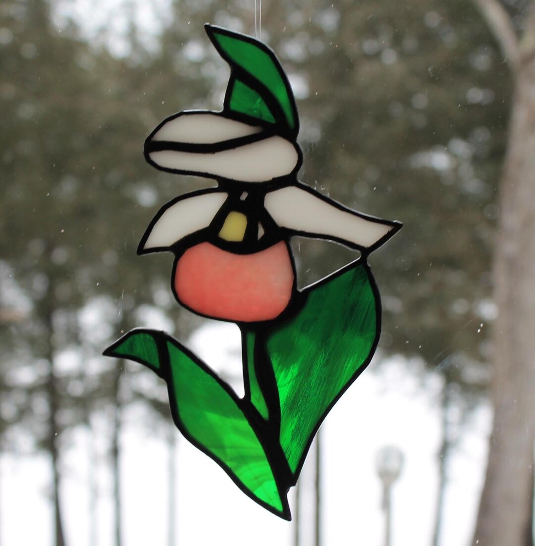 Stained Glass Lady Slipper Flower - Etsy