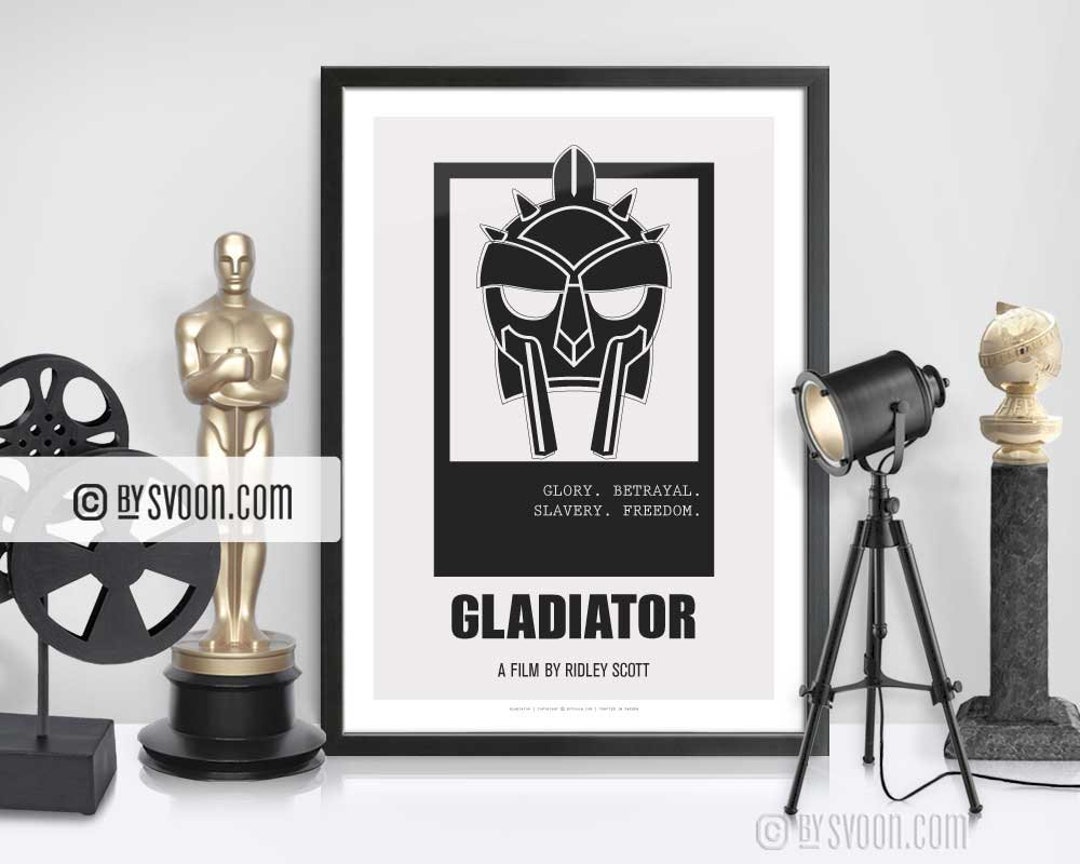 Gladiator Print, Alternative Movie Poster, Helmet, Mask, Maximus Slave ...