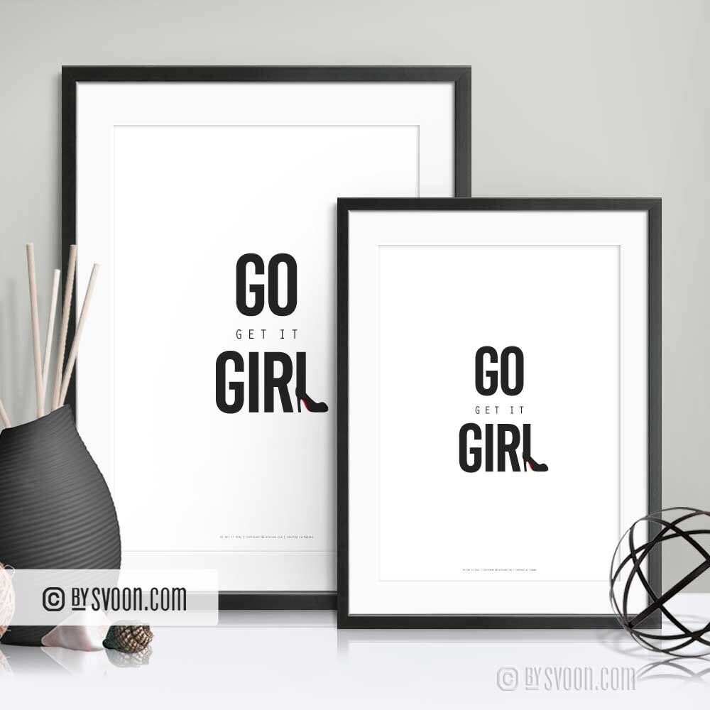 Go Get It Girl Print Typography Black Pumps Girl Power - Etsy España