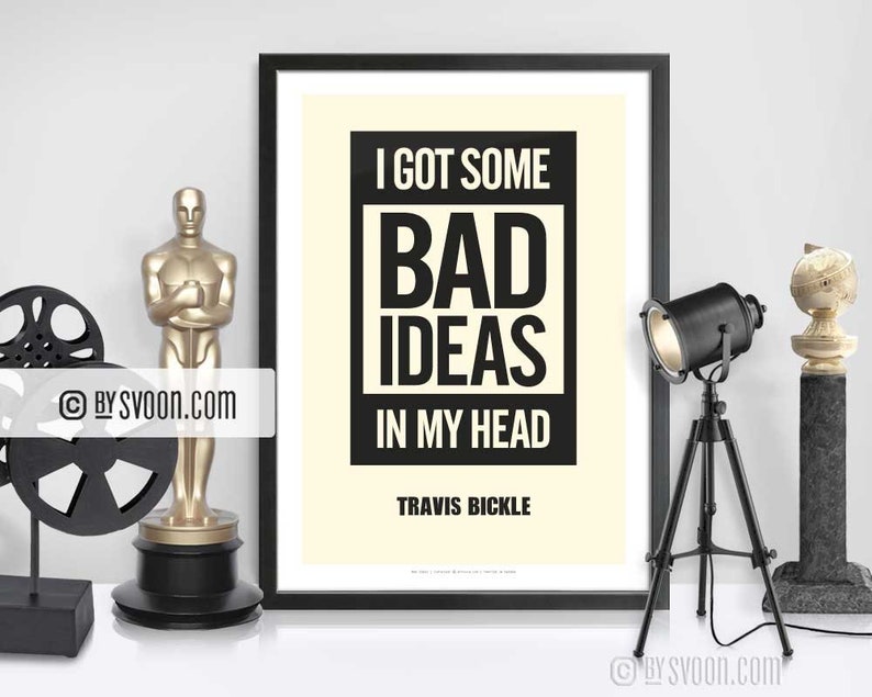 Bad Ideas Print, Alternative Movie Poster, Typography Print, Taxi ...