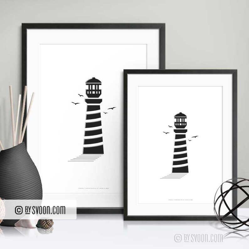 Lighthouse Print, Minimal, Wall Art Decor, Phare Poster, Peggys Point ...