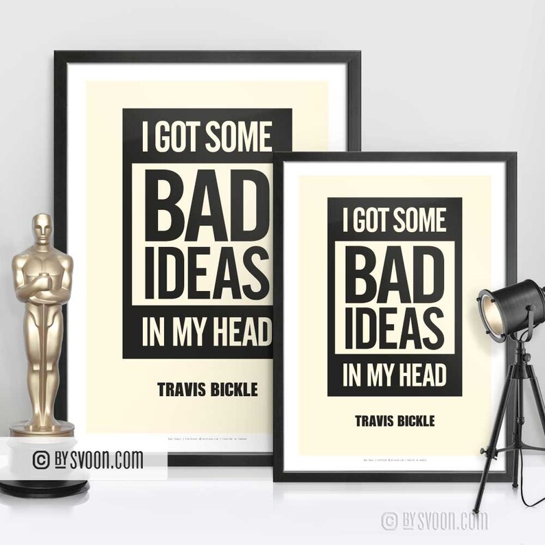 Bad Ideas Print, Alternative Movie Poster, Typography Print, Taxi ...