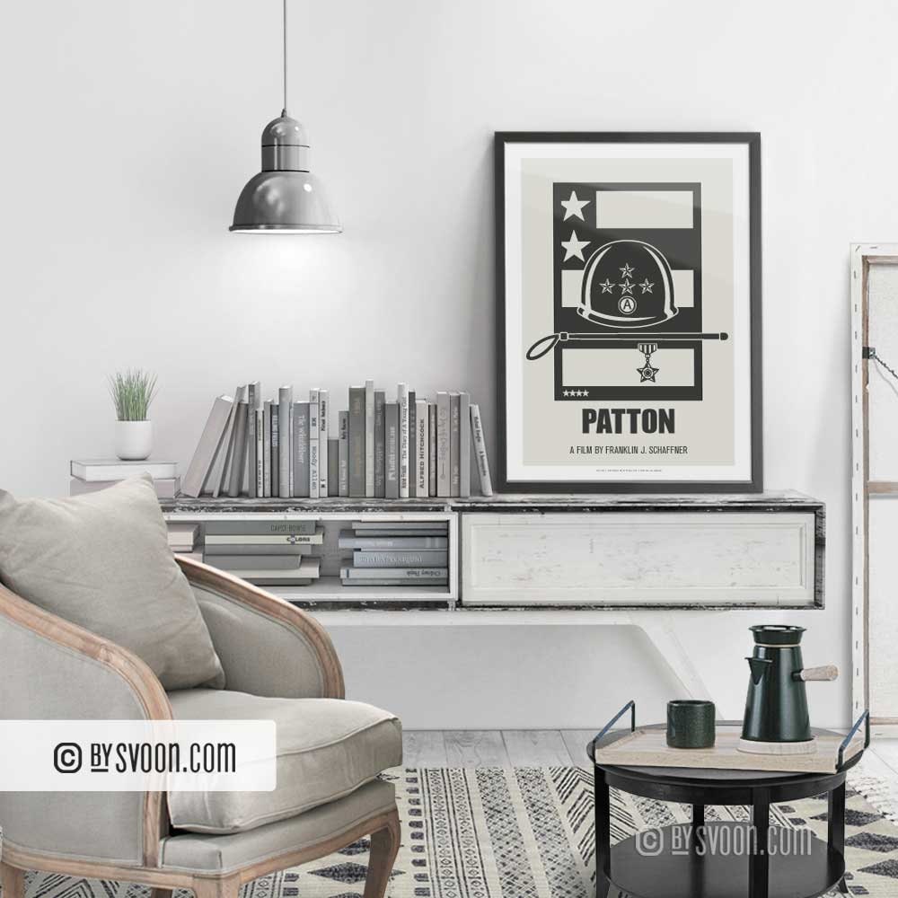 Patton Print, Alternative Movie Poster, WW2, Army Medal, Swagger Stick ...