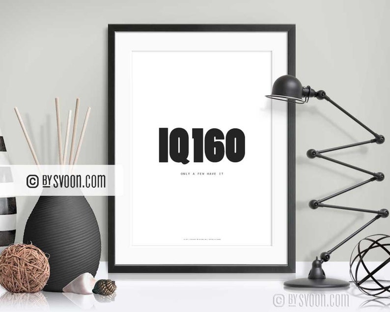 IQ 160 Print, Typography Poster, Intelligence Quotient, IQ Score ...