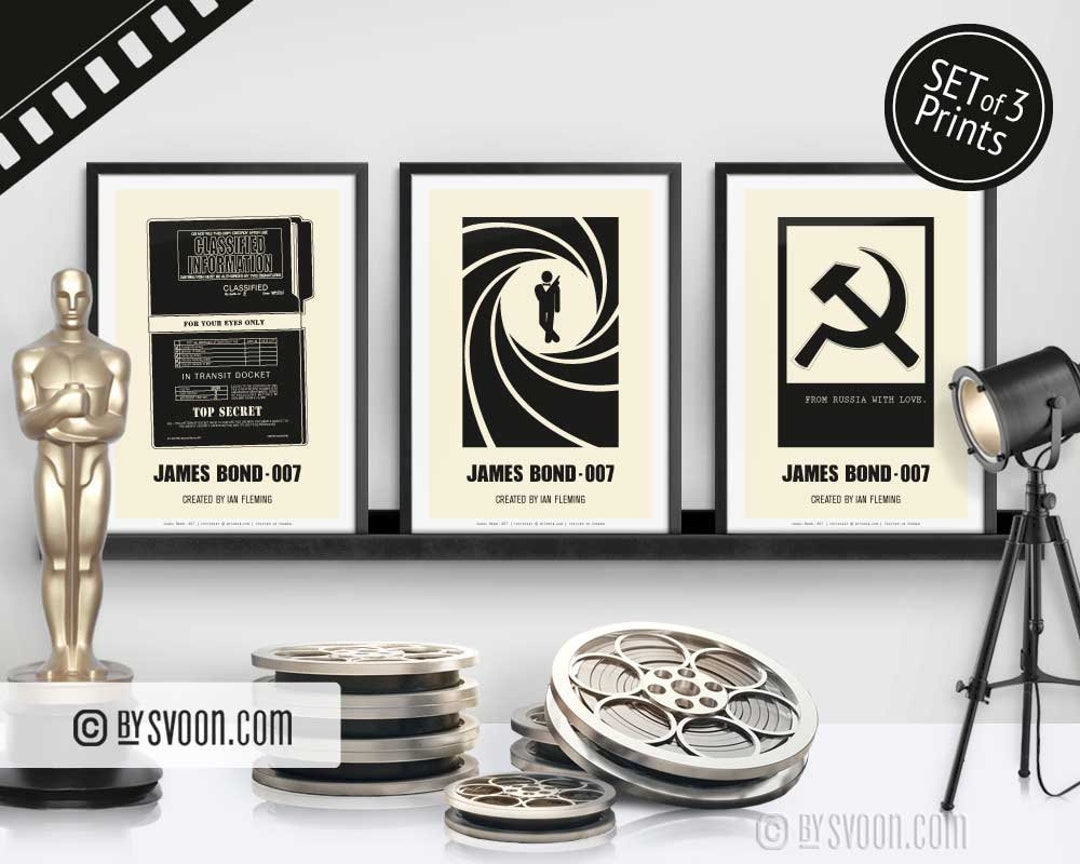 Set of 3 Movie Posters James Bond Collection for Your Eyes - Etsy