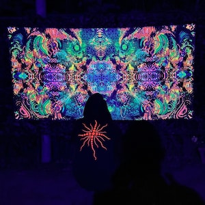 Uv-reactive Backdrop - Trippy Mandala - Fluorescent Tapestry Visionary ...