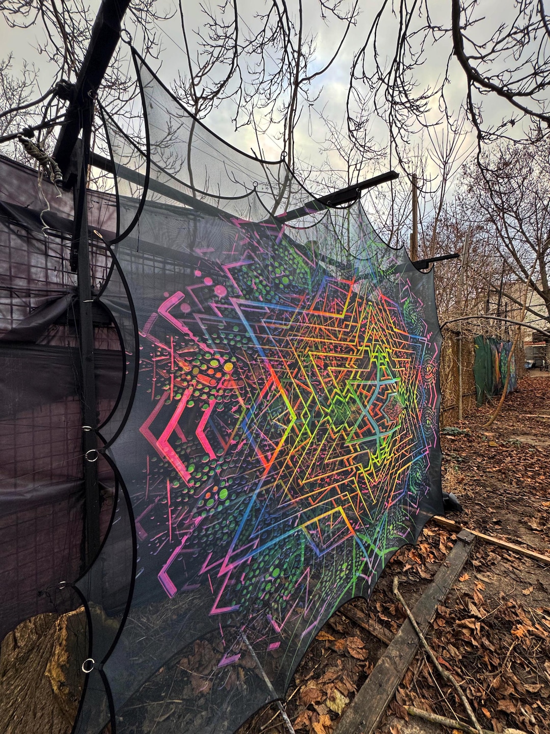 Metatron Cube 3D UV Mesh Tapestry - 2-layer Psychedelic Wall Hanging - Etsy