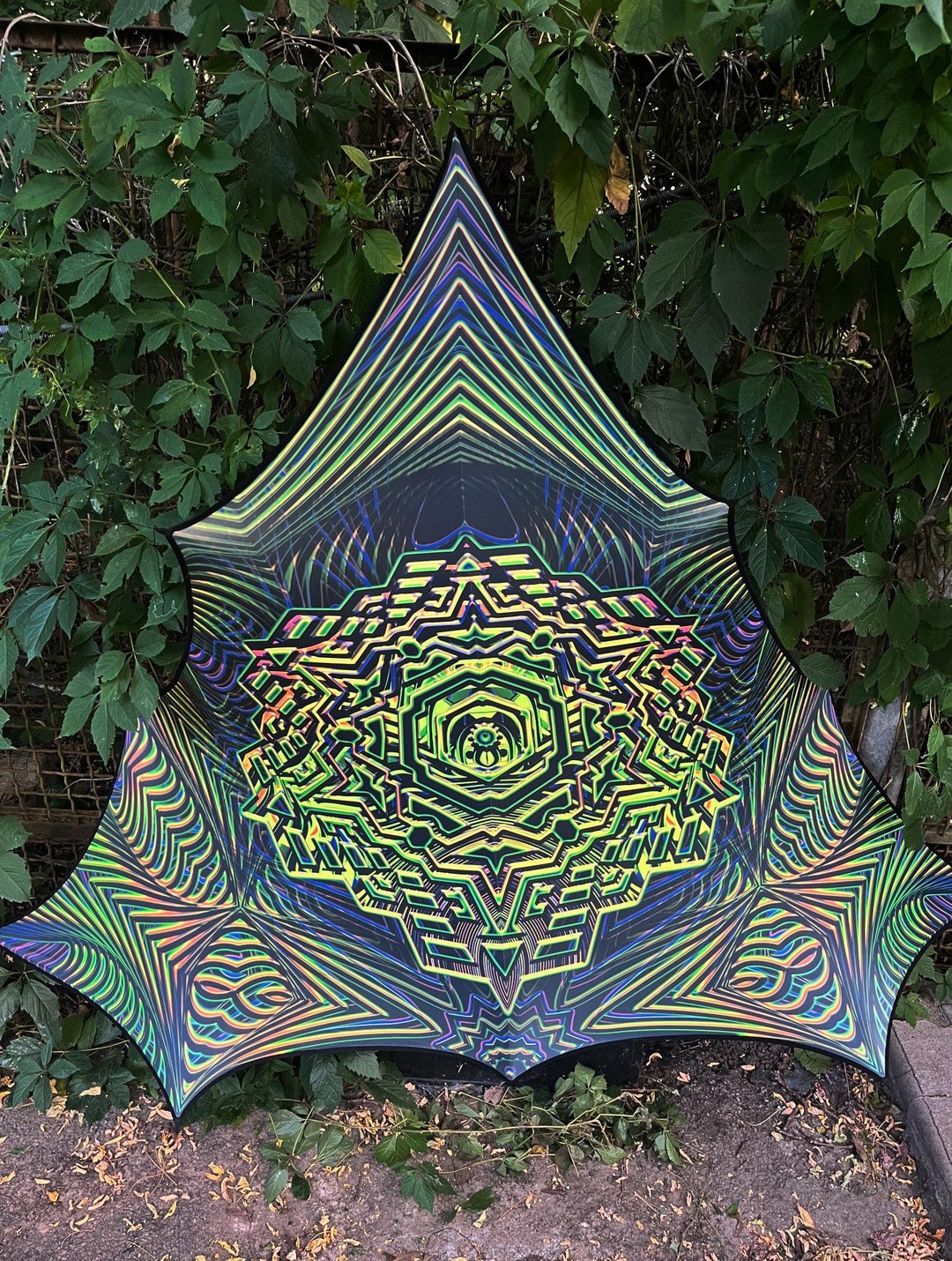 Mindfulness Festival Art Canvas - UV Reactive Fluorescent Fractal ...