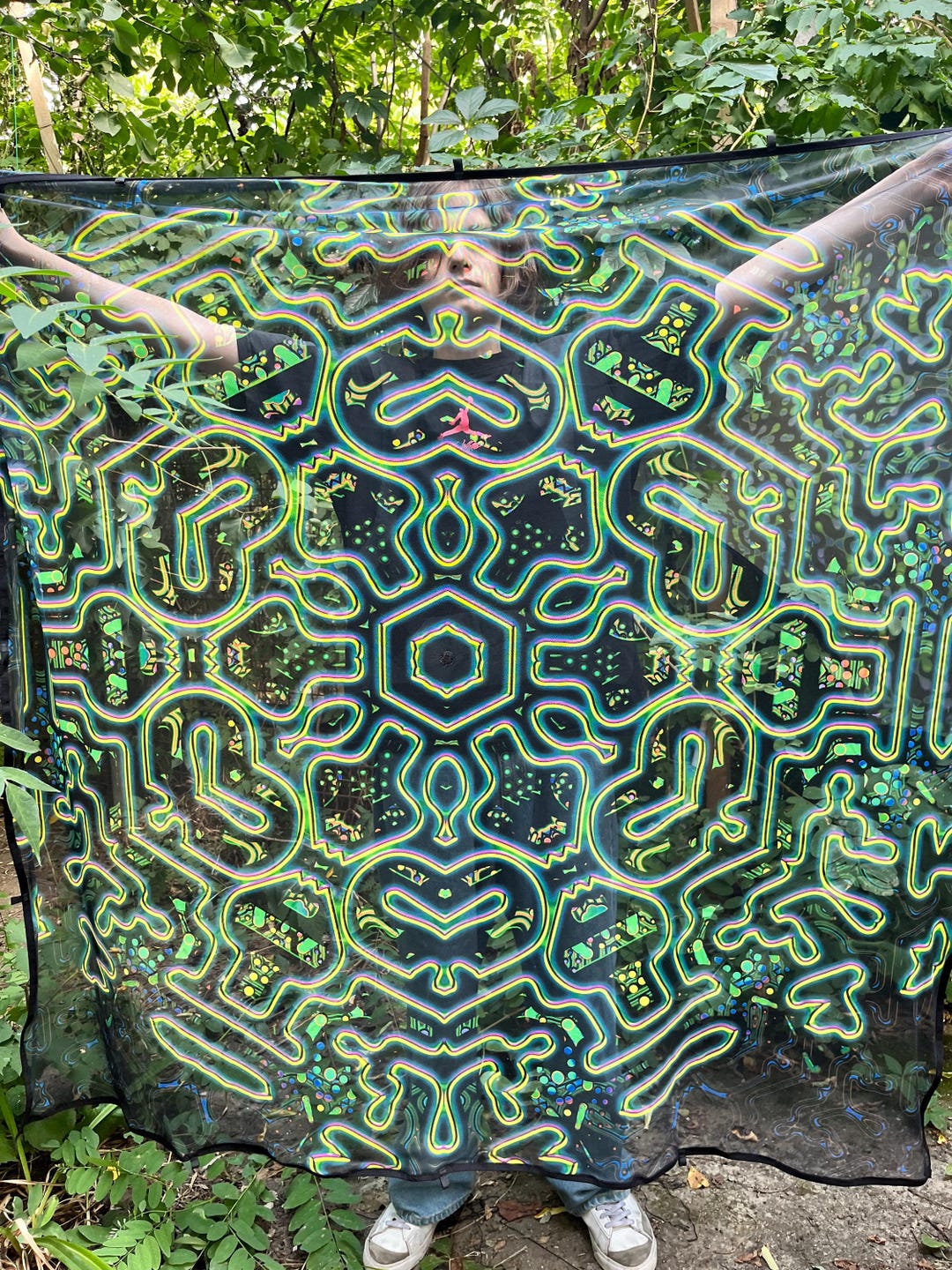 1 Layer Large Hanging Tapestry, Mesh Print, UV Reactive Blacklight ...