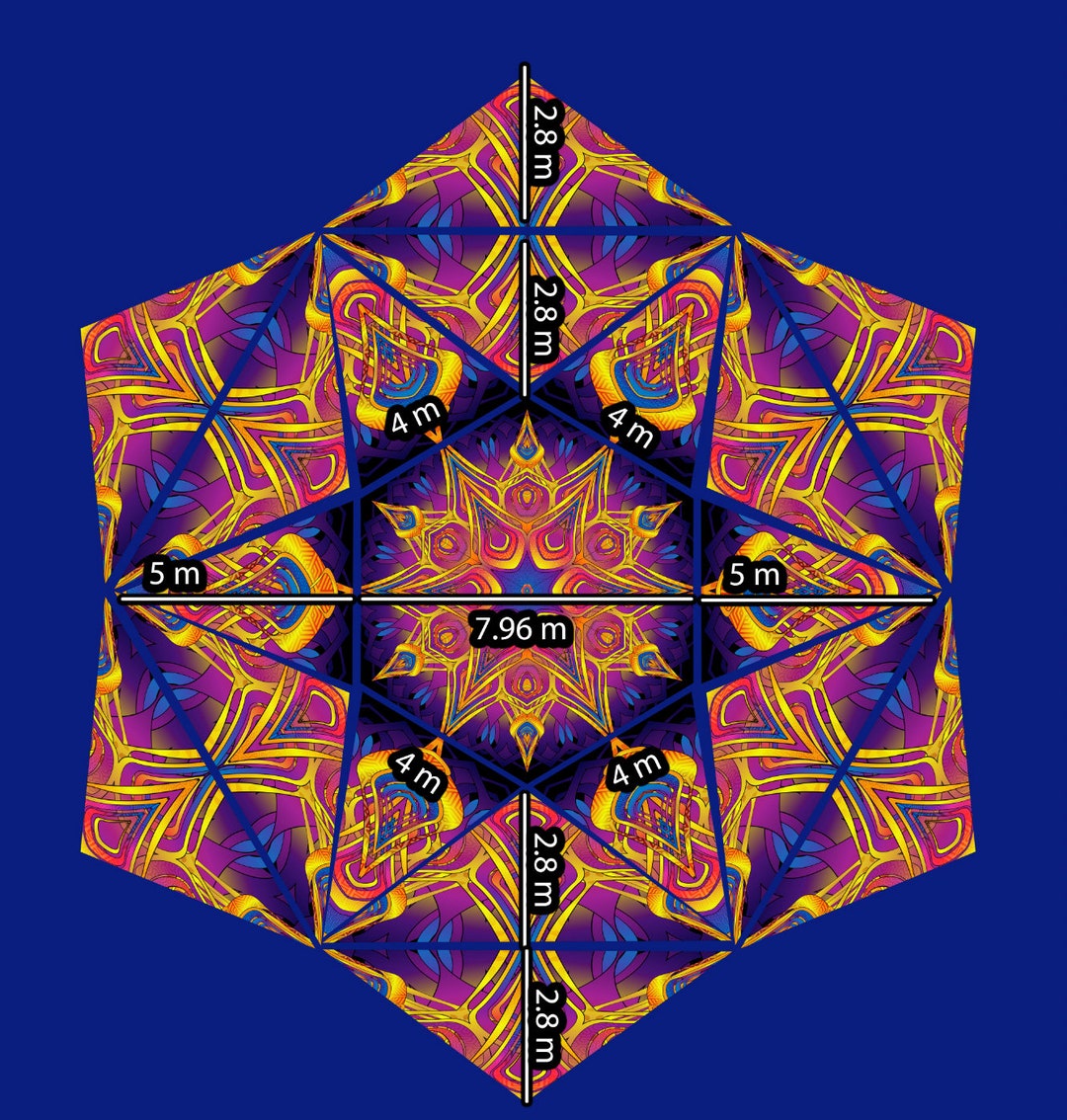 19x19m Psytrance Neon Bliss, Hypnoflower, Festival UV Reactive Tapestry ...