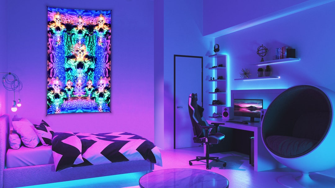 Uv Backdrop, SСULL, Uv Reactive, Uv Tapestry, Fabric Poster, Aesthetic ...