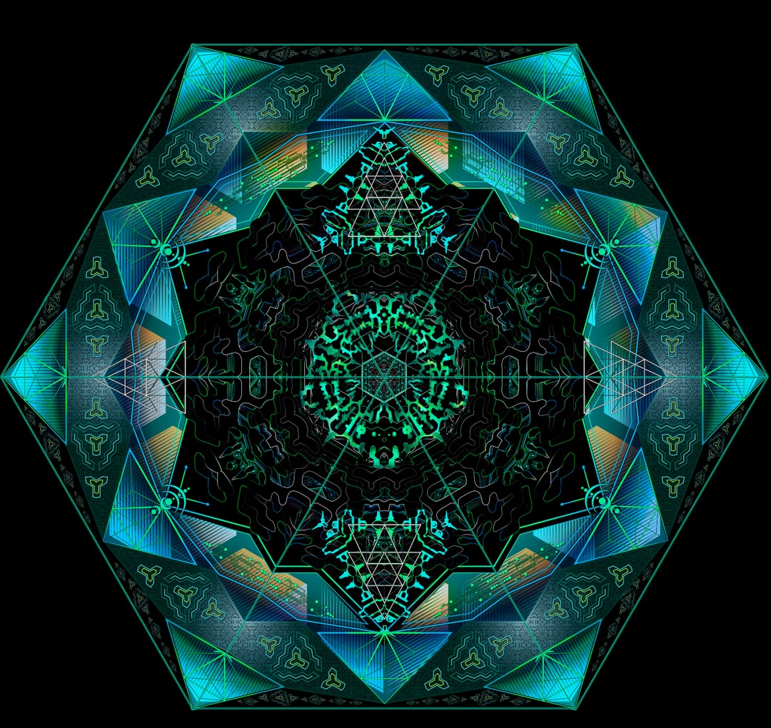 16x16m Uv-reactive Festival Canopy Ceiling Decor - Shipibo Conibo ...