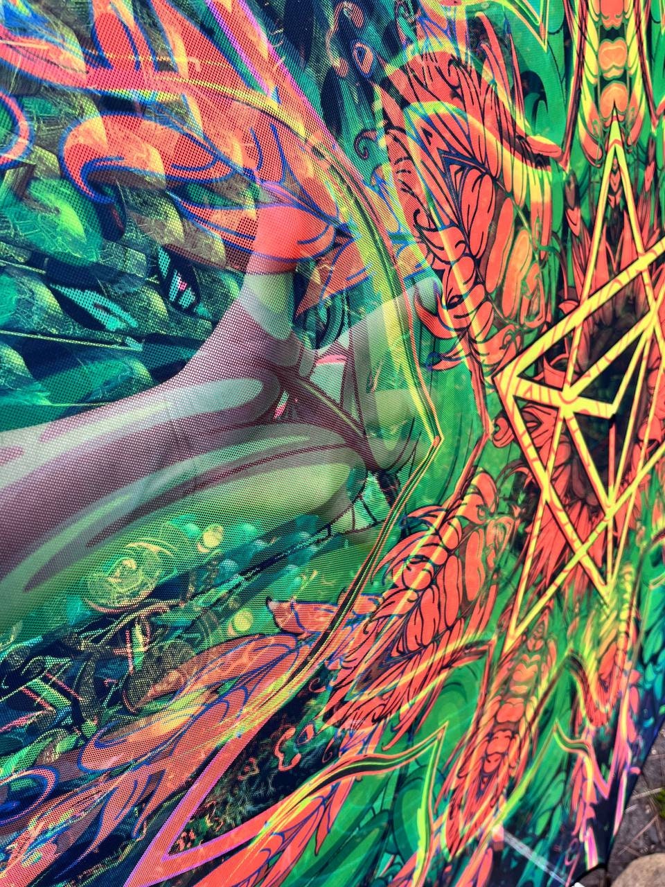 Psychedelic 3D Print Art Installation, UV Reactive Tapestry, 1 Layers ...