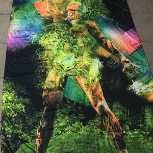 Set of 2 Textile Art Prints Left & Right Aura Man, UV Reactive ...