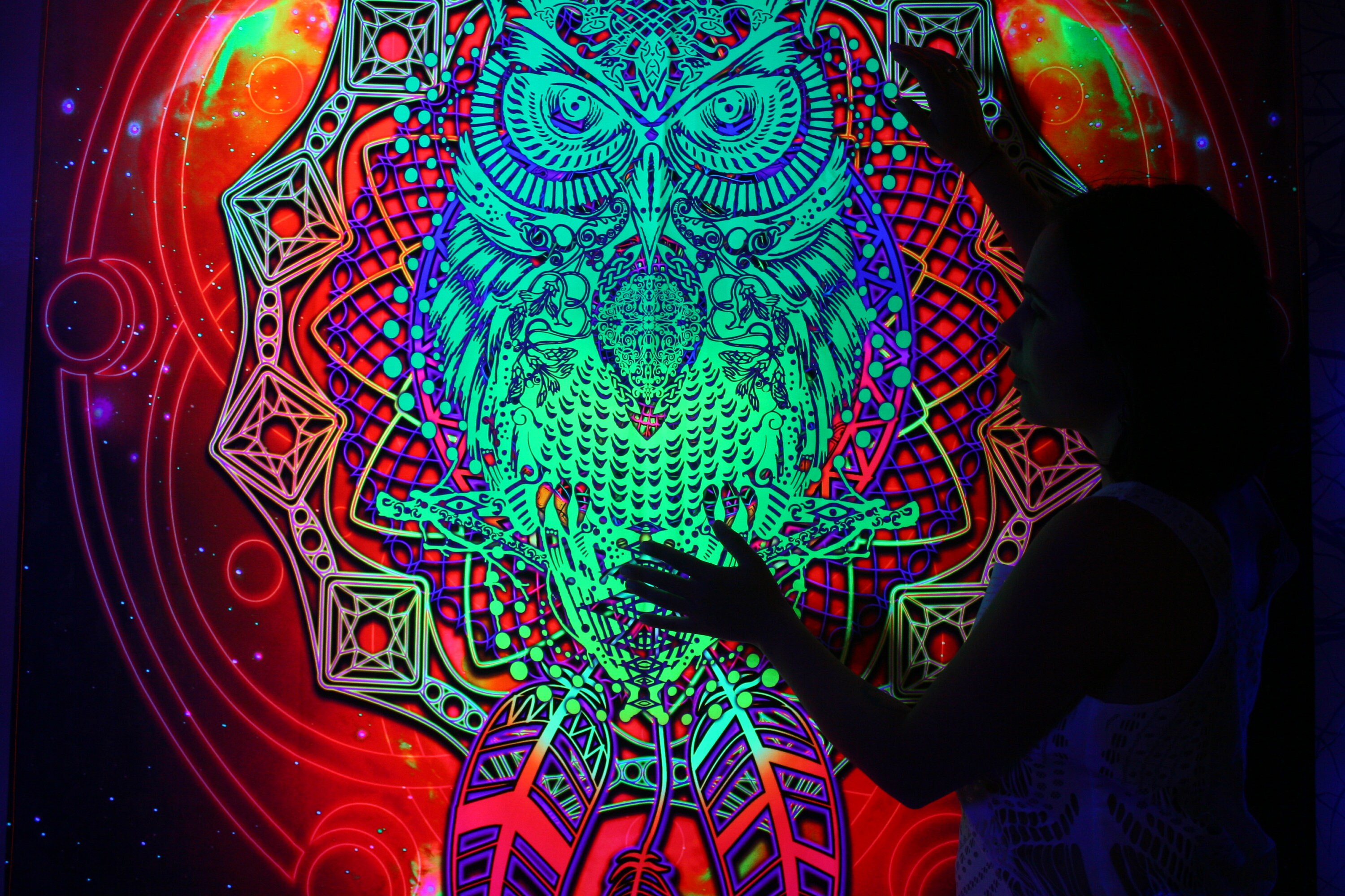 Uv backdrop SOUL OWL Uv reactive Psychedelic Poster | Etsy
