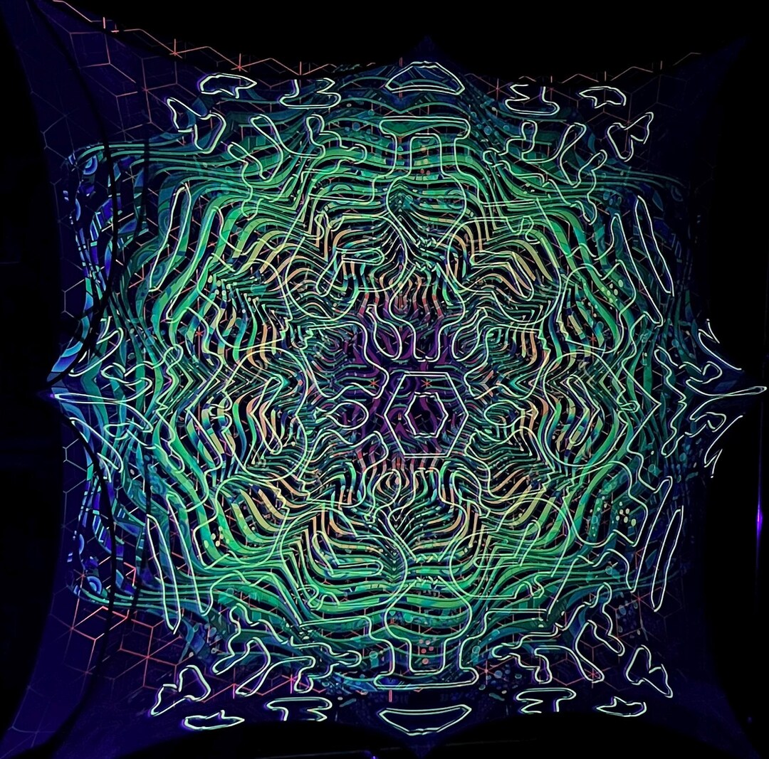 1 Layers Mesh + 1 Layer Lycra Print 3D Installation, Blacklight ...