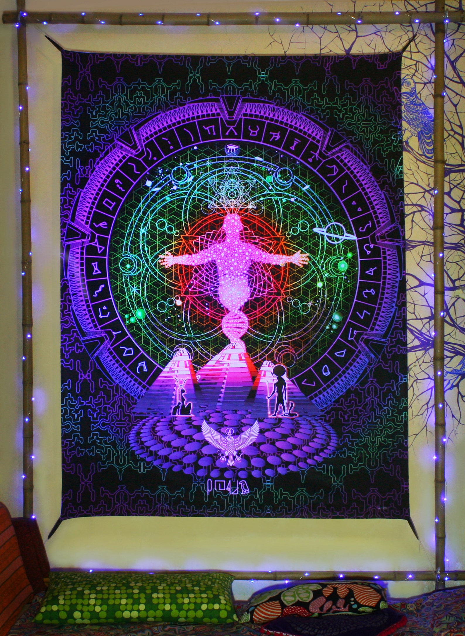 Trippy Wall Art dmt 2 Uv Reactive Spiritual Tapestry Fabric Poster ...