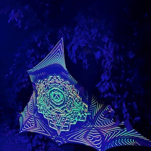Mindfulness Festival Art Canvas - UV Reactive Fluorescent Fractal ...