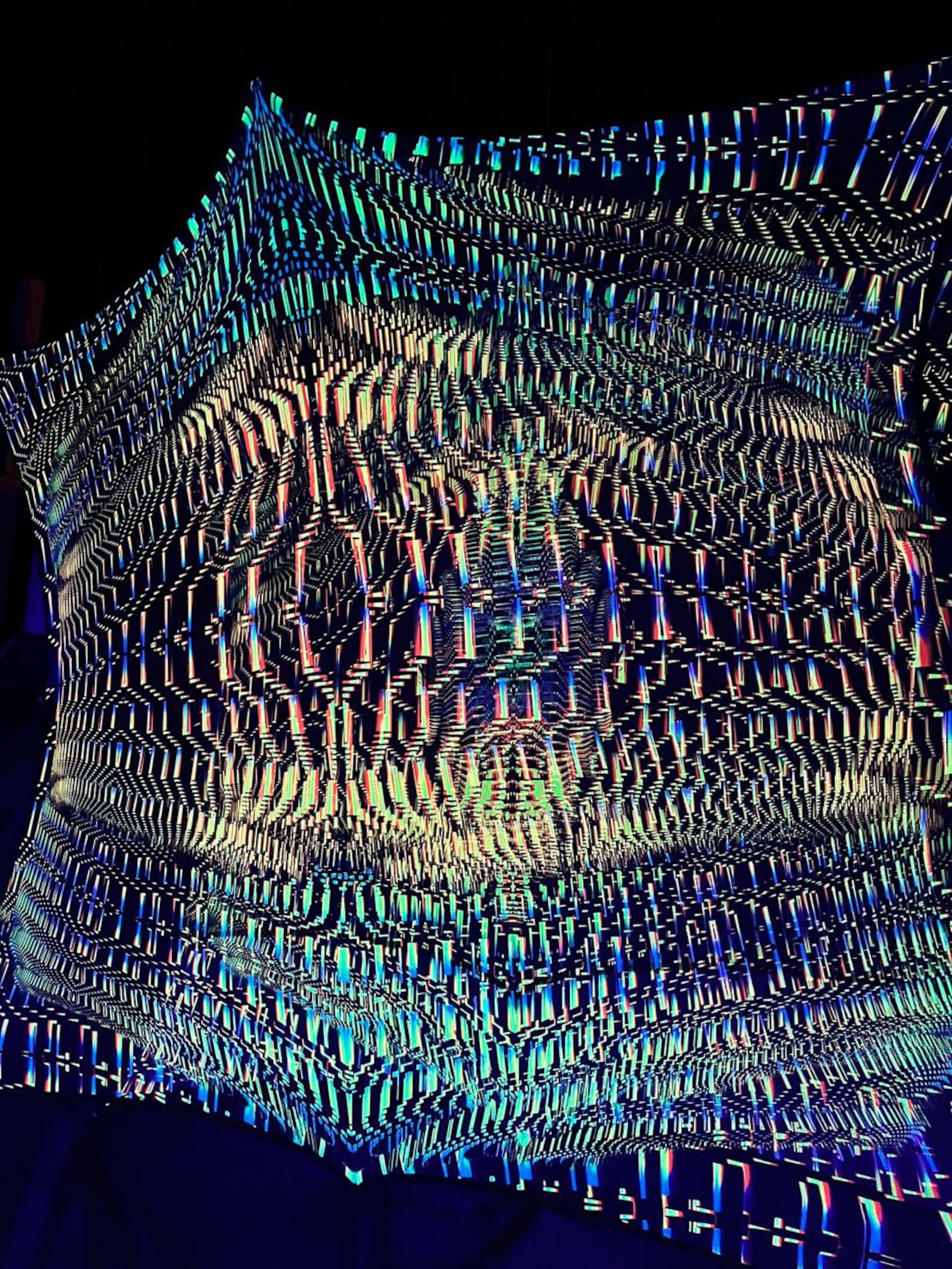 2 Layers Mesh Print Installation GLITCH, UV Reactive Backdrop ...