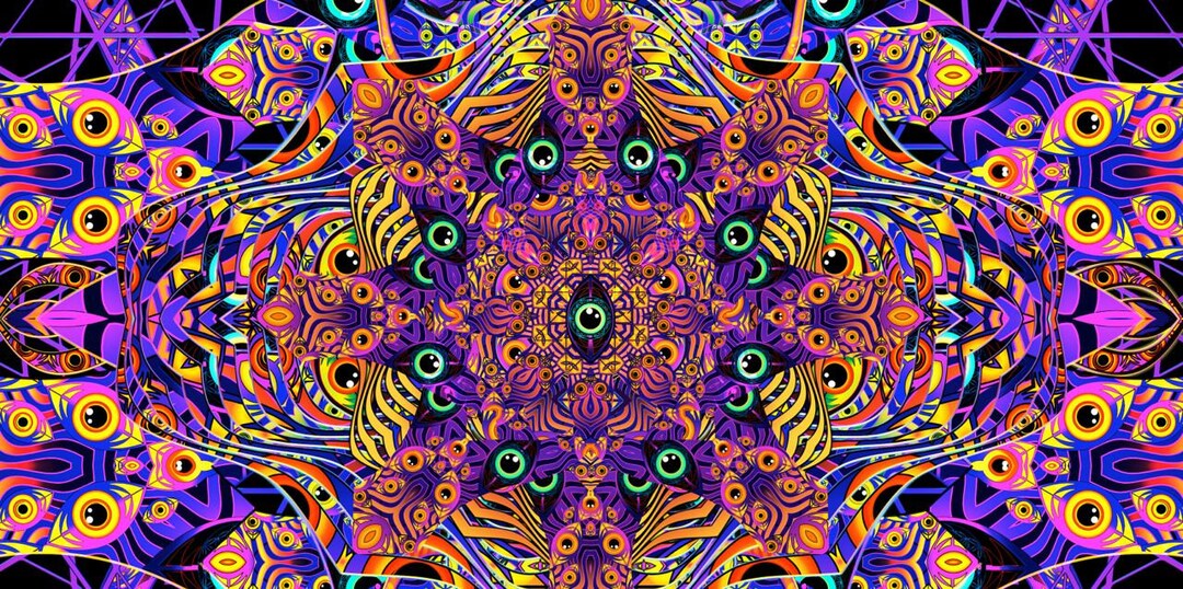 Extra Large Lycra Supplex Prints Rainbow Many EYES UV Reactive ...