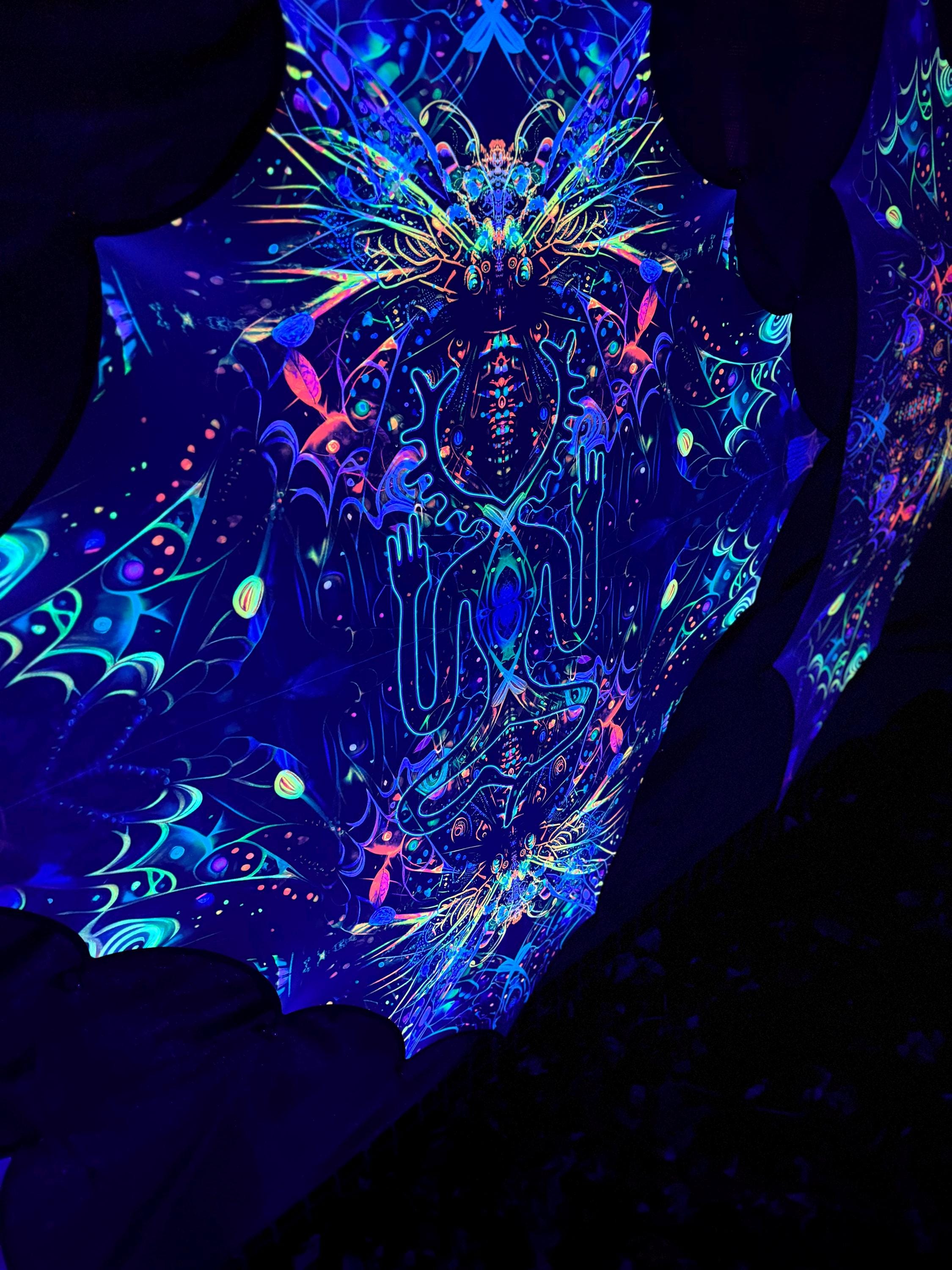 DJ Stage Shaman, Blacklight Spiritual Tapestry Fractal Surreal Art - Etsy