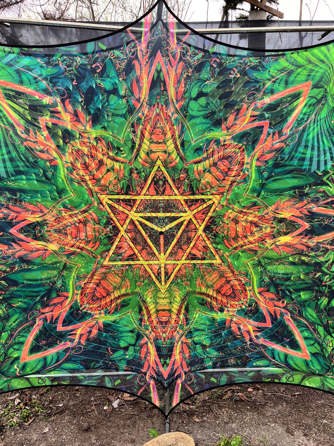 Psychedelic 3D Print Art Installation, UV Reactive Tapestry, 1 Layers ...