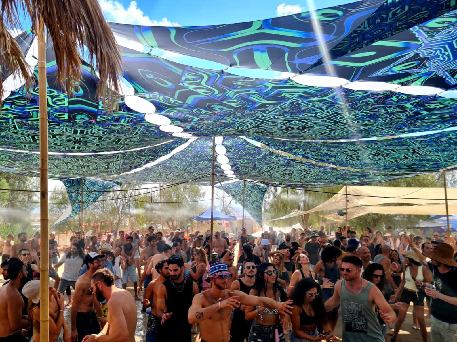 20.8x20.8m UV Festival Canopy Sacral Star XXL Ceiling Psychedelic Glow ...