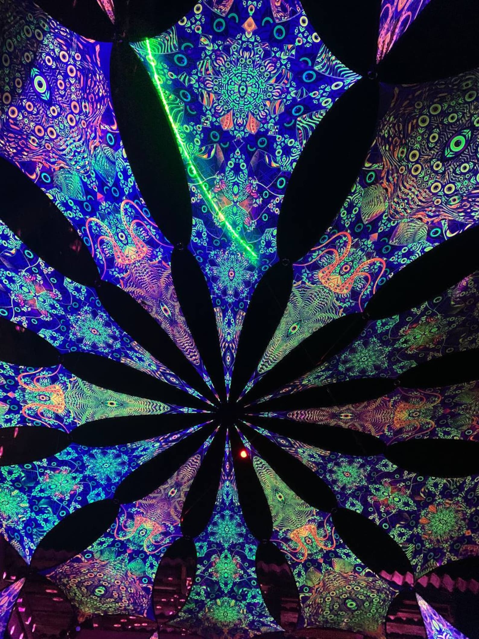 UV Festival Canopy DJ Stage Decor – Psychedelic Blacklight Lycra Setup ...