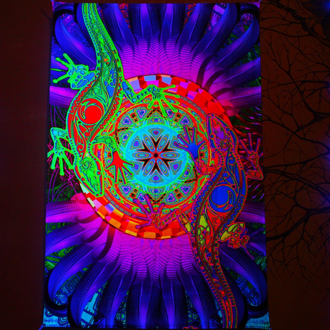Unique Shipibo, Art Print UV Fluorescent Wall Tapestry Psychedelic ...