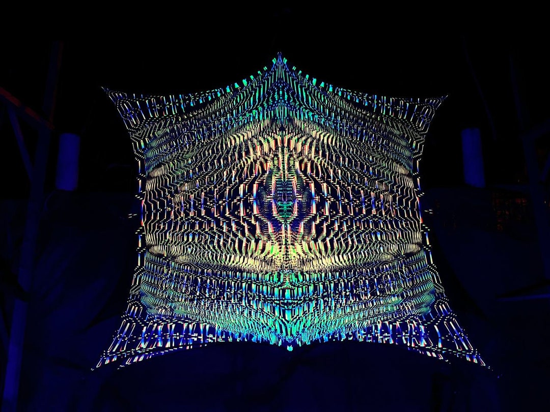 2 Layers Mesh Print Installation GLITCH, UV Reactive Backdrop ...
