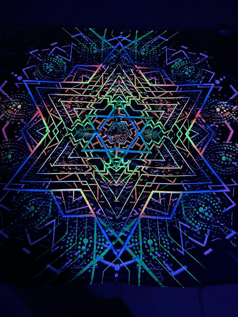 Metatron UV Reactive Biflex Lycra Fabric Tapestry – Psychedelic Sacred ...