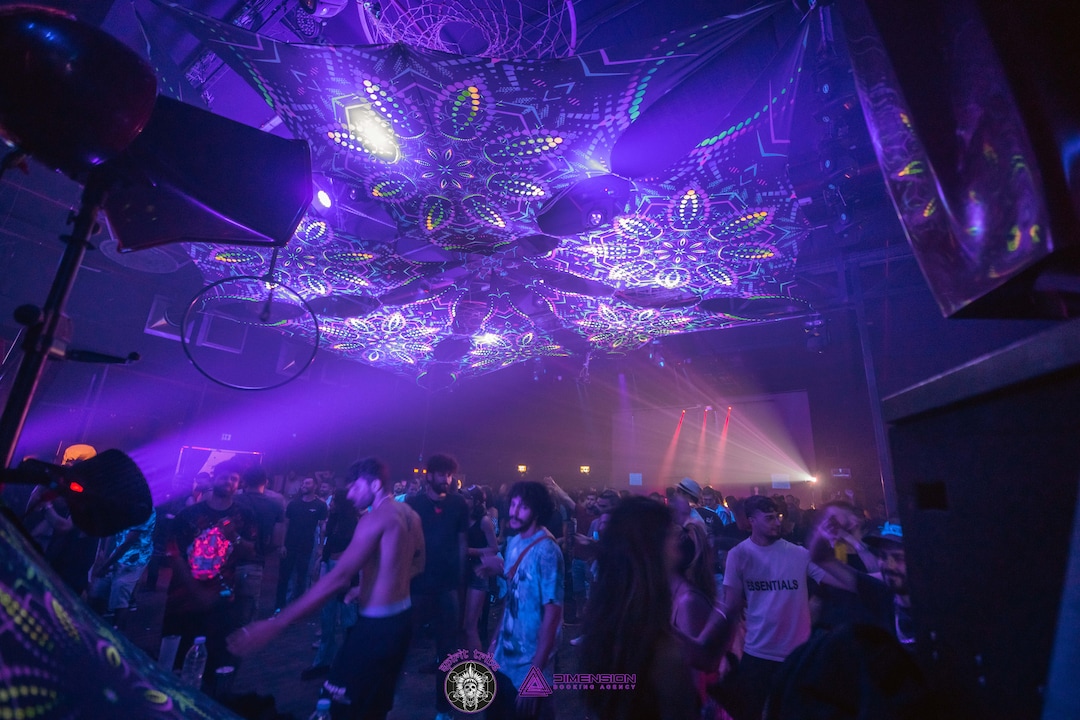 UV Festival Canopy With DJ Stage Triangles & Big Lycra Prints ...