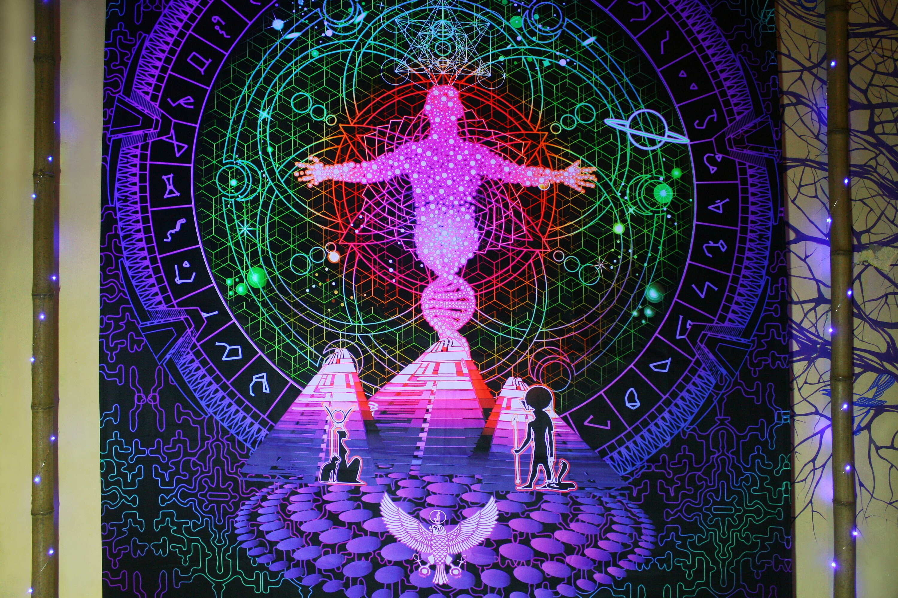 Trippy Wall Art dmt 2 Uv Reactive Spiritual Tapestry Fabric Poster ...