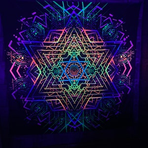 Psychedelic Backdrop metatron 2023 Blacklight Spiritual Tapestry ...