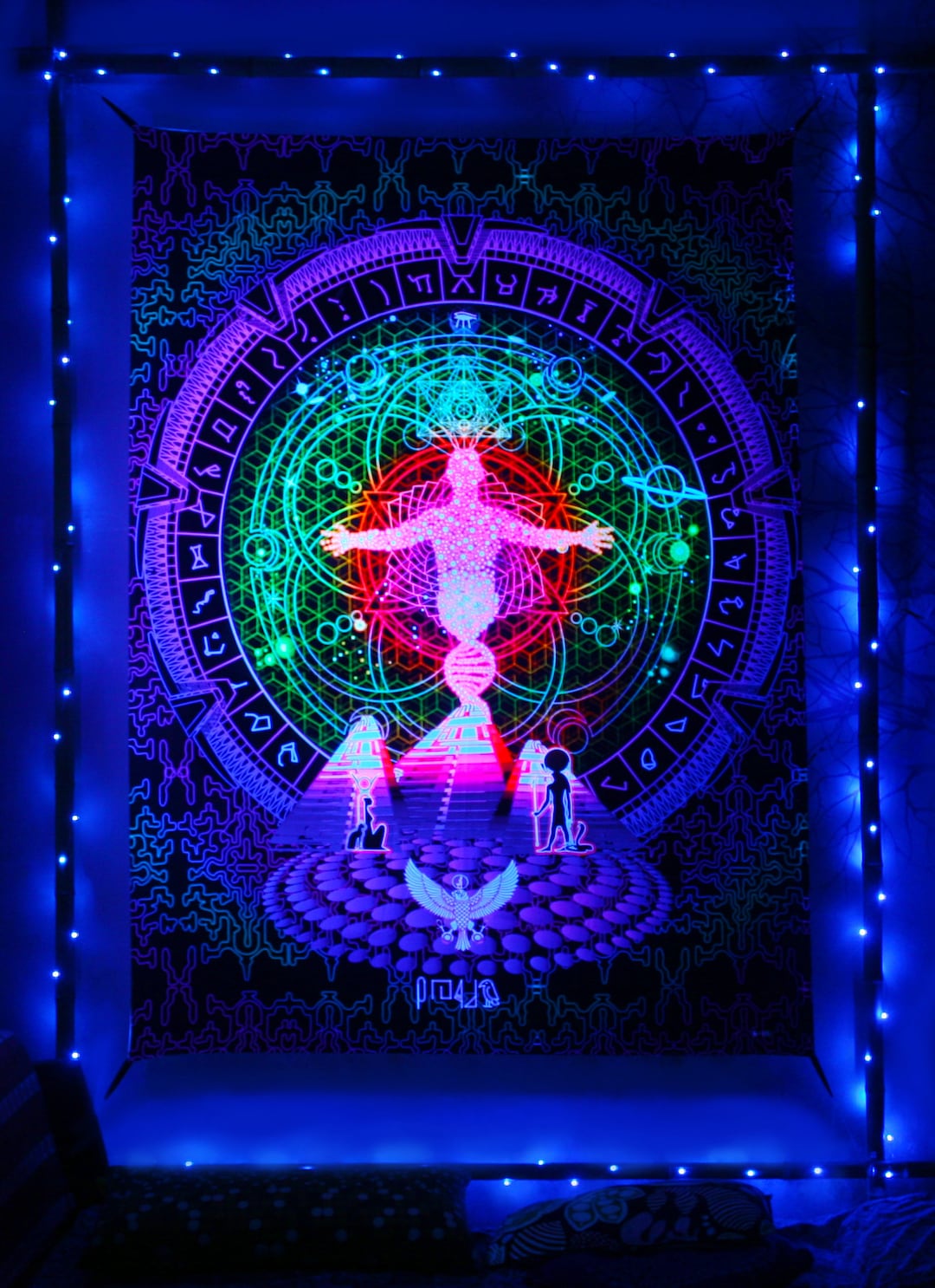 Trippy Wall Art dmt 2 Uv Reactive Spiritual Tapestry Fabric Poster ...