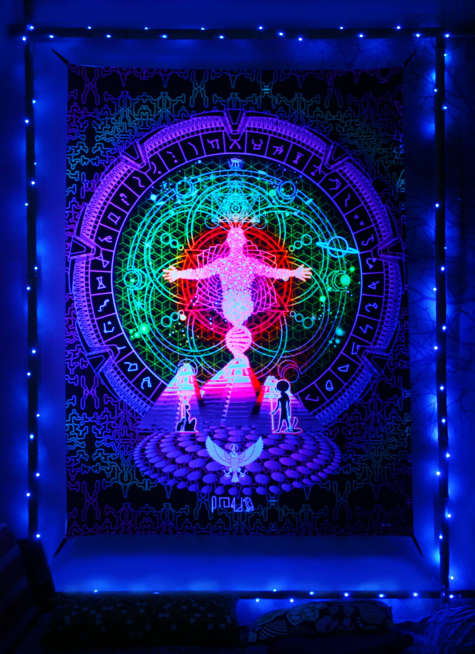 Trippy Wall Art dmt 2 Uv Reactive Spiritual Tapestry Fabric Poster ...