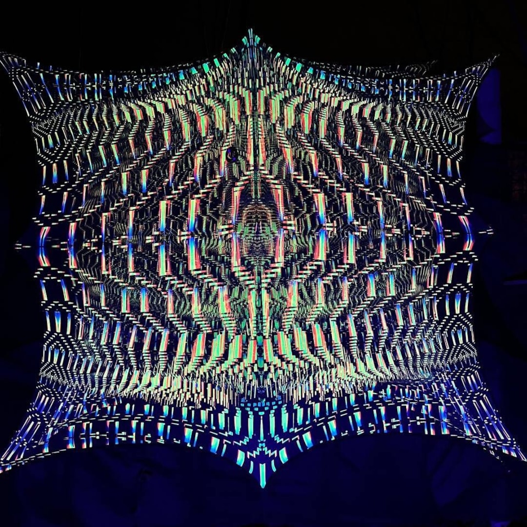 3 Layers Mesh Print Installation Optical Illusion Psychedelic Black ...