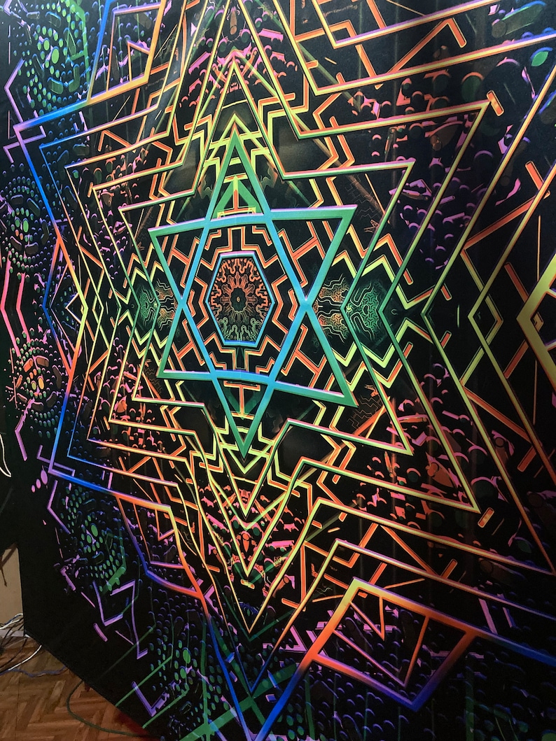 Psychedelic Backdrop metatron 2023 Blacklight Spiritual Tapestry ...