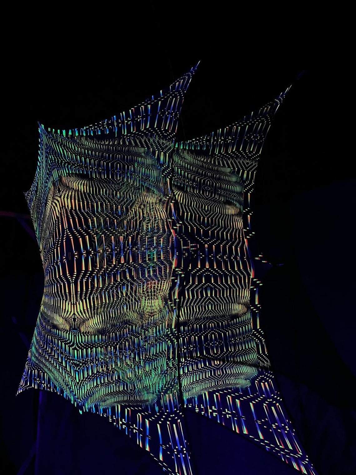 2 Layers Mesh Print Installation GLITCH, UV Reactive Backdrop ...