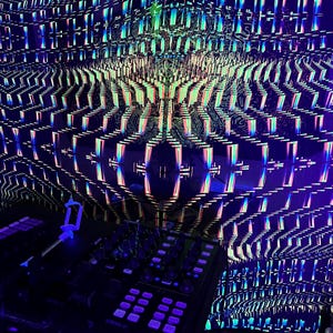 1 Layer 3D Print Installation in Mesh, Blacklight Spiritual Tapestry ...