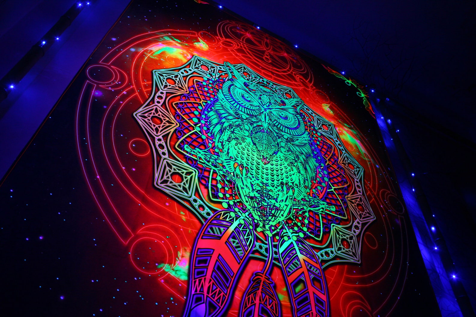 Uv Backdrop SOUL OWL Uv Reactive Psychedelic Poster Meditation | Etsy