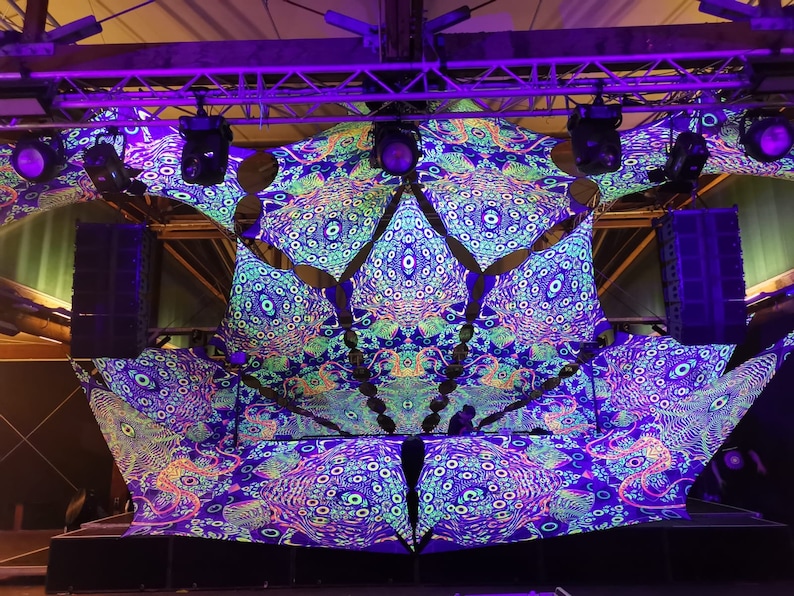 Uv-reactive DJ Stage Canopy – Psychedelic Blacklight Festival Decor - Etsy