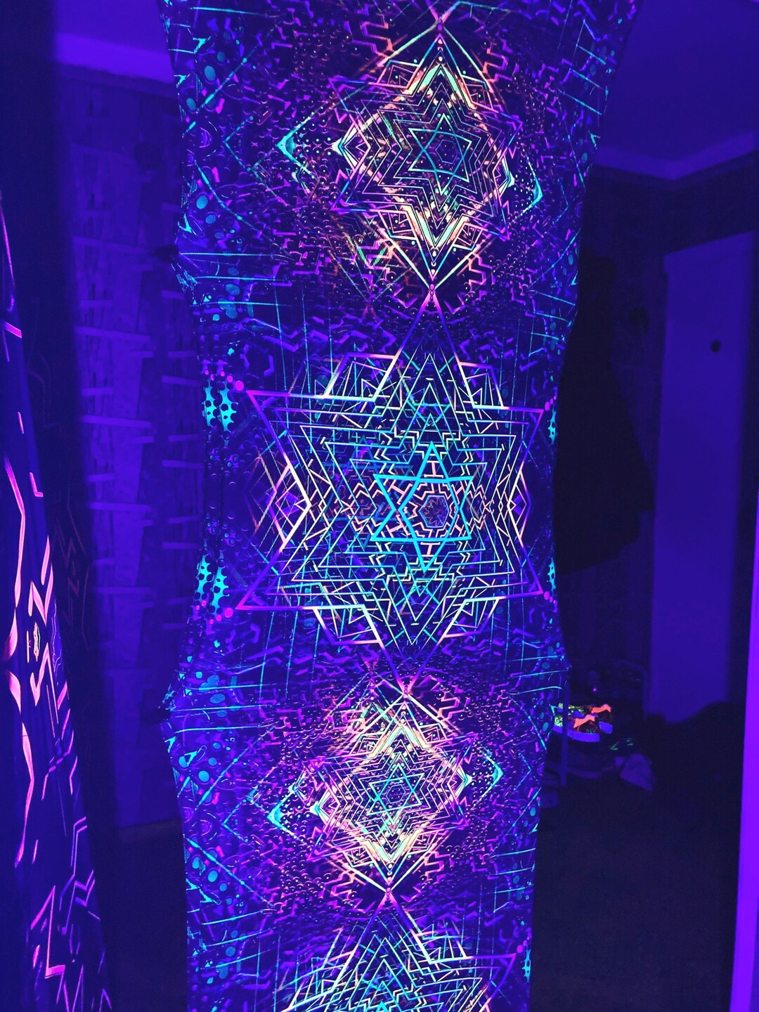 2 Layers Prints on Mesh Fabric Blacklight Spiritual Tapestry Fractal ...