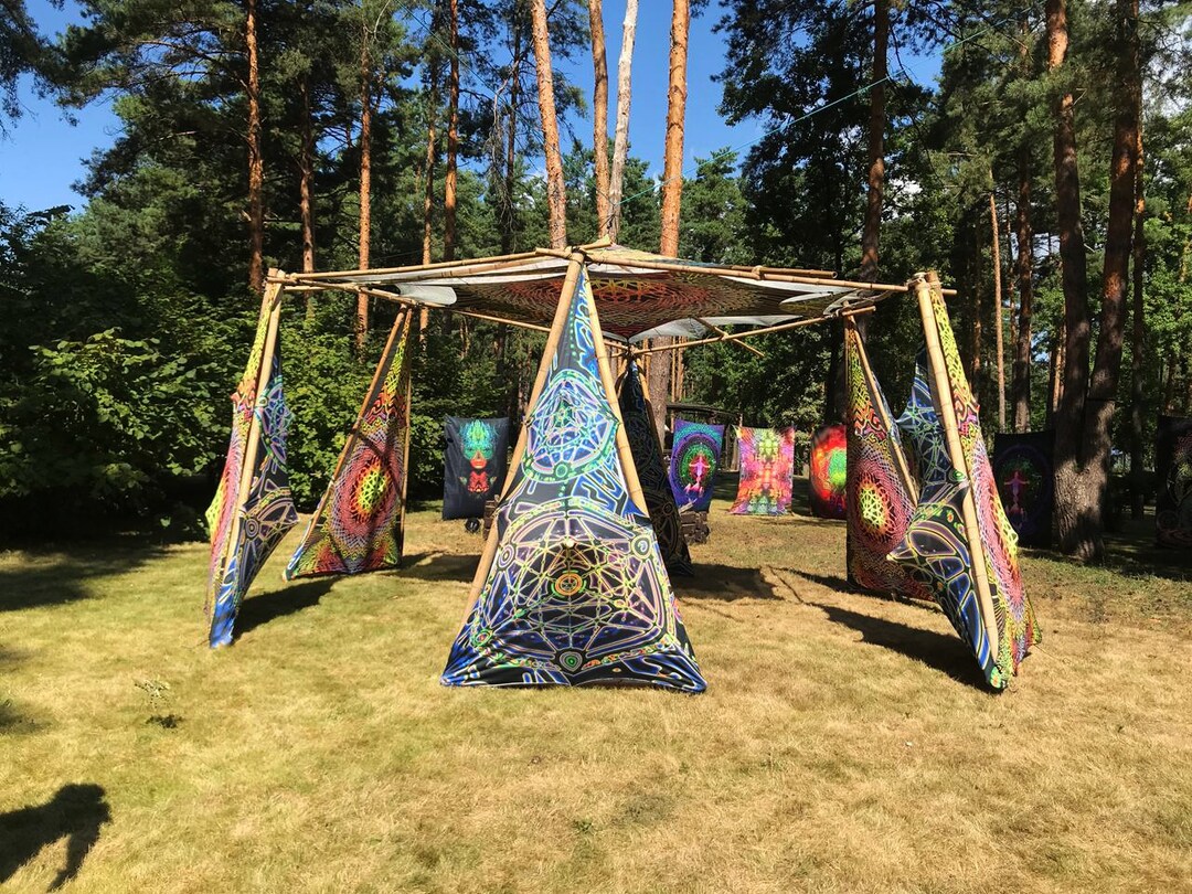 Uv-reactive Psychedelic Lycra Canopy Tent, Festival Party Decor - Etsy