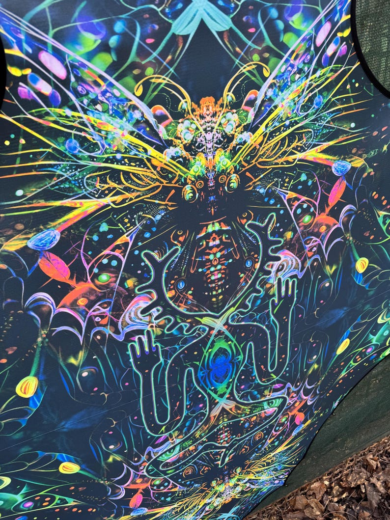 DJ Stage Shaman, Blacklight Spiritual Tapestry Fractal Surreal Art - Etsy